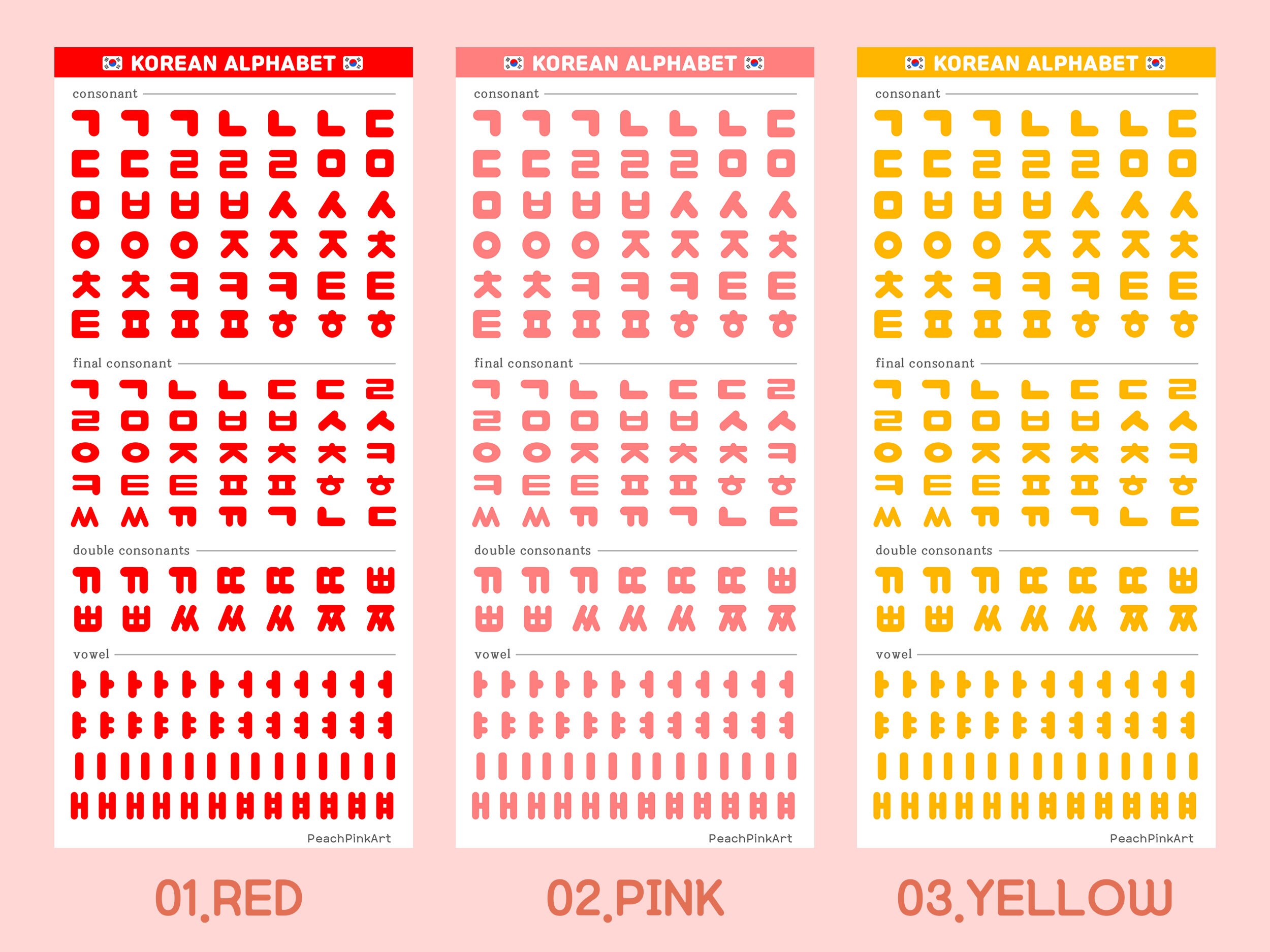 Korean Alphabet Polco Sticker Sheet confetti asian / matte vinyl kawaii ...