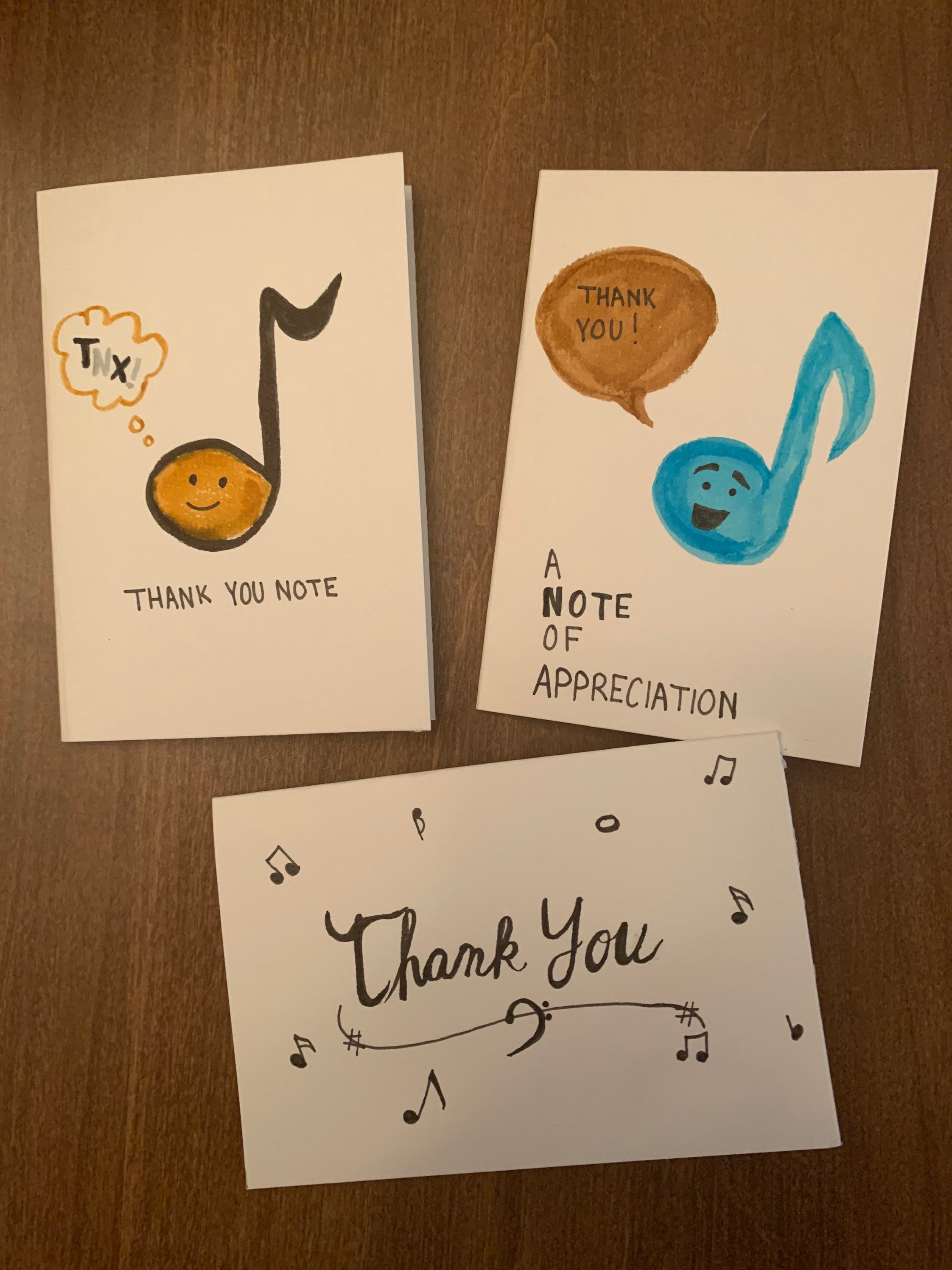 Music Note Thank You Cards 3 Pack | Etsy