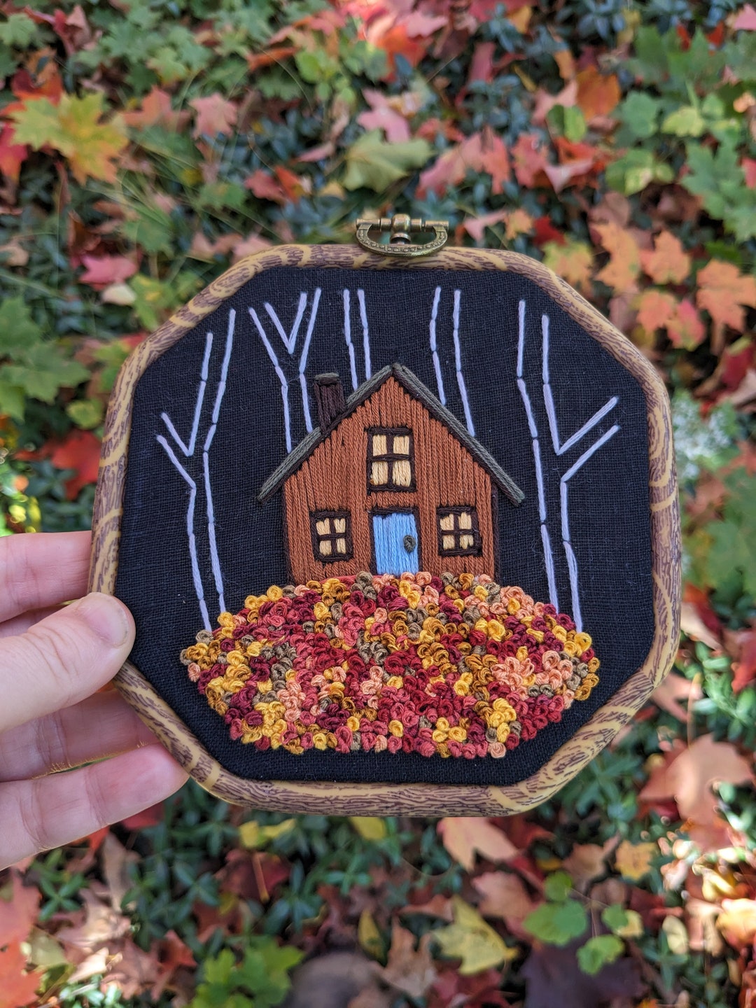 A Dreamy Fall Cabin // Hand Stitched Art // Gift Ideas - Etsy
