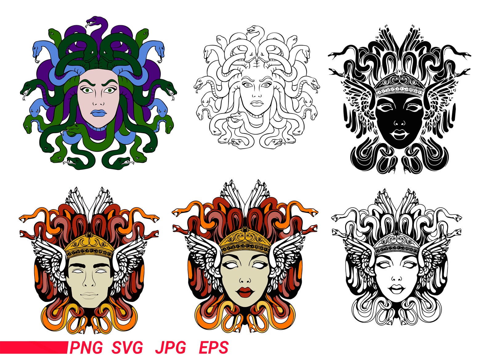 Medusa Vector Svg Gorgon Svg Snake Face Svg Woman With | Etsy
