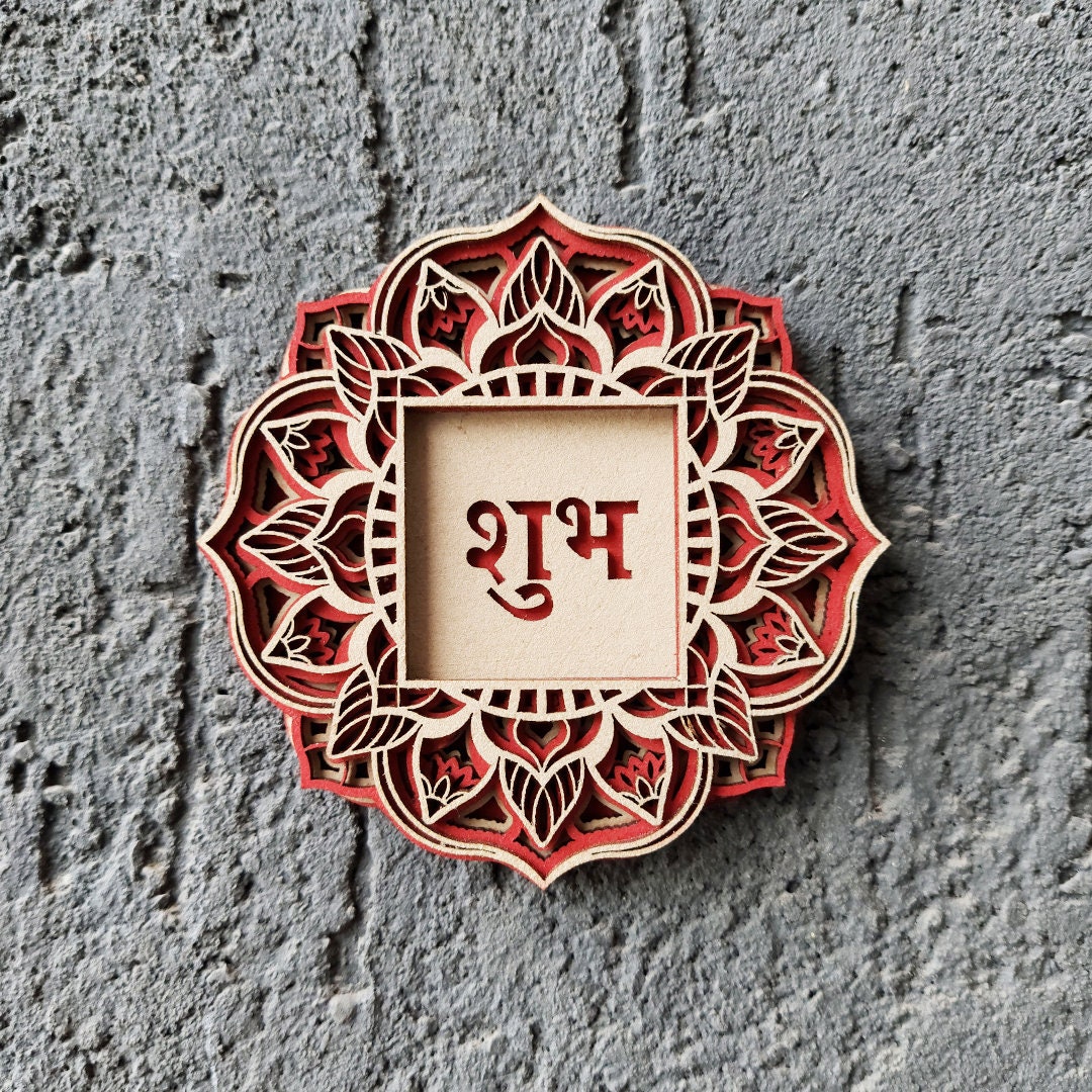 Subh Labh Wood Wall Decor Art Spiritual Art Gift Diwali Wall Hanging ...