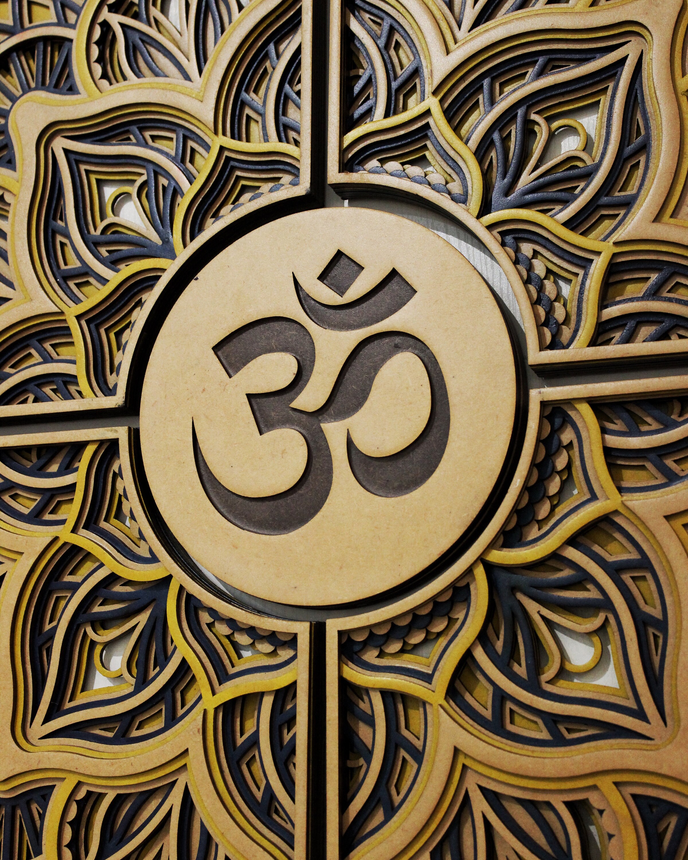 Ohm Split Mandala Wall Art Home Decoration Craft Living Room Décor ...
