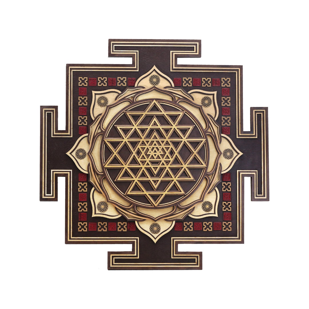 Shree Yantra Mandala Wall Art Living Room Décor Wooden Wall Art Shri ...
