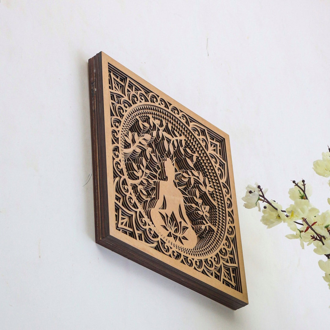 Buddha Mandala Wall Art Bodhi Tree Wood Art Work Desk Showpiece Gift ...