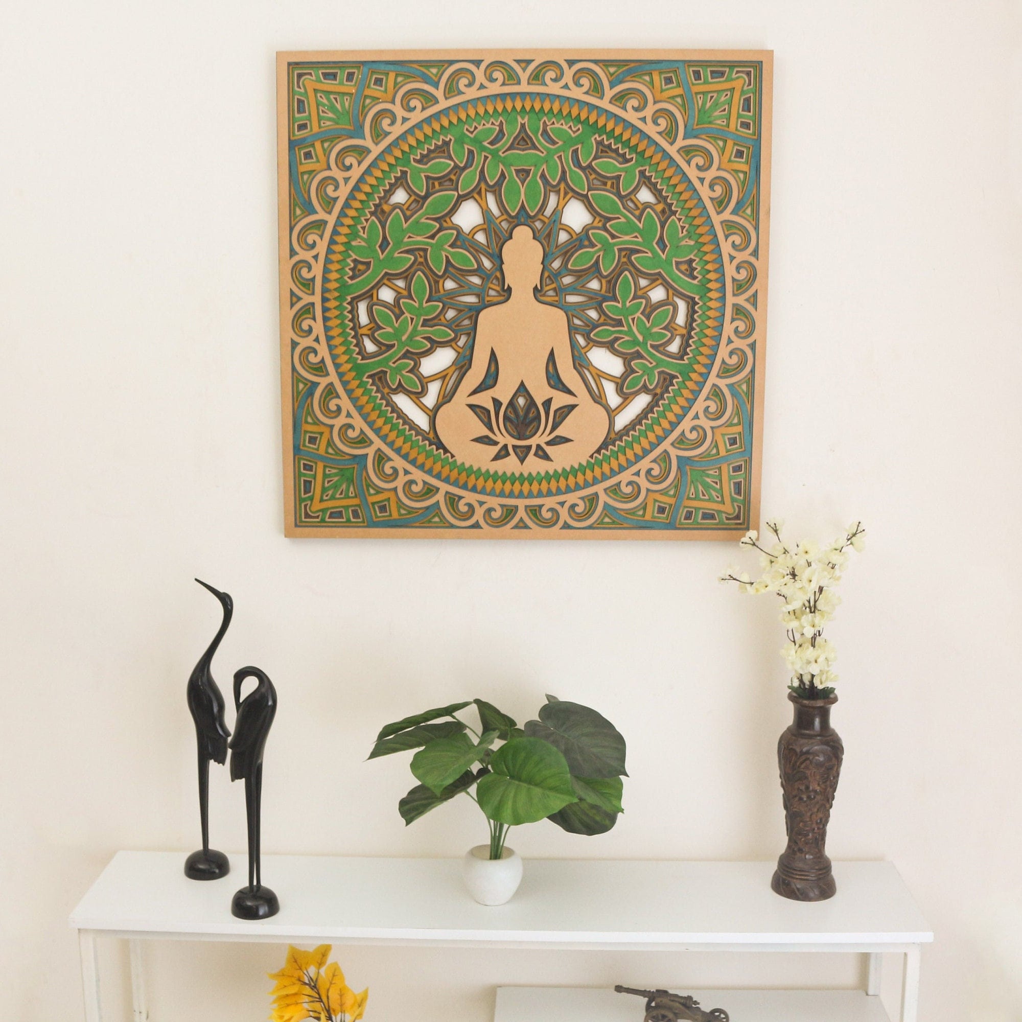 Wooden Bodhi Tree Buddha Wooden Carving Art Piece Meditation - Etsy