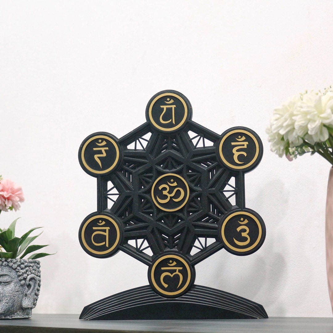7 Chakra Metatron Wooden Mandala for Office Desk Spiritual Decor Yoga ...