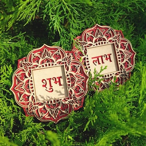 Subh Labh Wood Wall Decor Art Spiritual Art Gift Diwali Wall Hanging ...