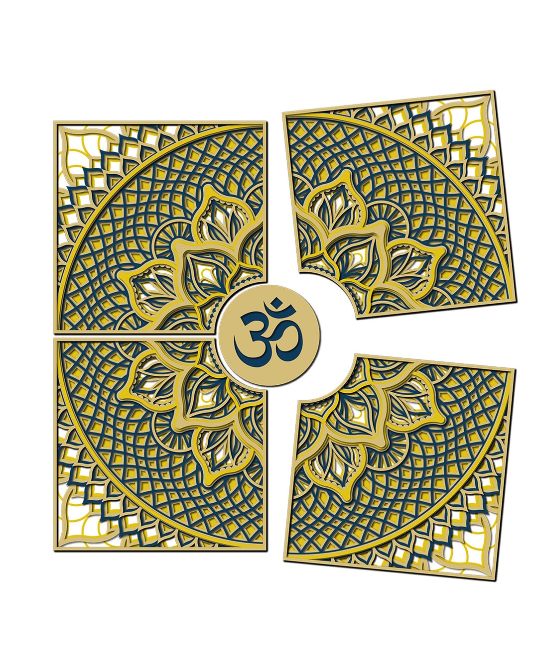 Ohm Split Mandala Wall Art Home Decoration Craft Living Room Décor ...