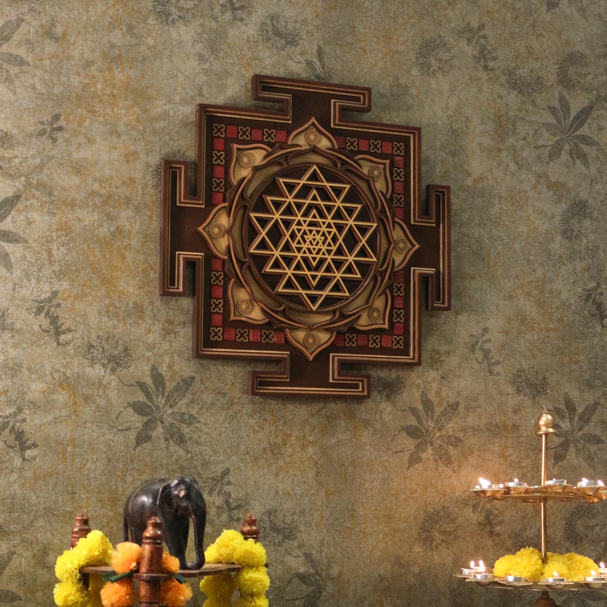 Shree Yantra Mandala Wooden Wall Art, Spiritual Home Decor - Etsy