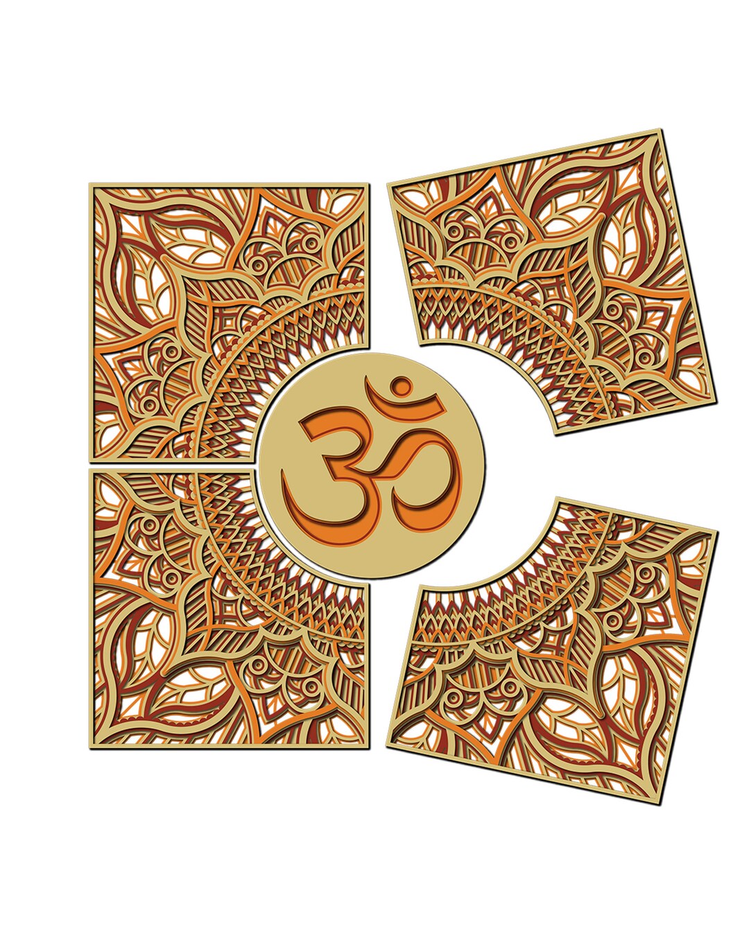 Ohm Mandala Wooden Wall Art, Split Design, Modern Home Decor - Etsy