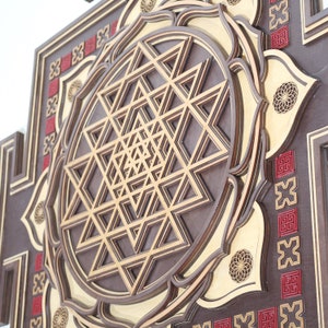 Shree Yantra Mandala Wooden Wall Art, Spiritual Home Decor - Etsy