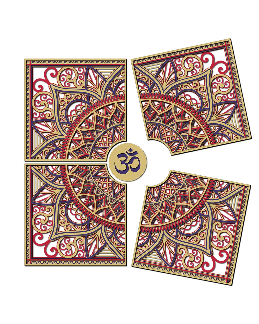 Ohm Split Mandala Wall Art Home Decoration Craft Living Room Décor ...