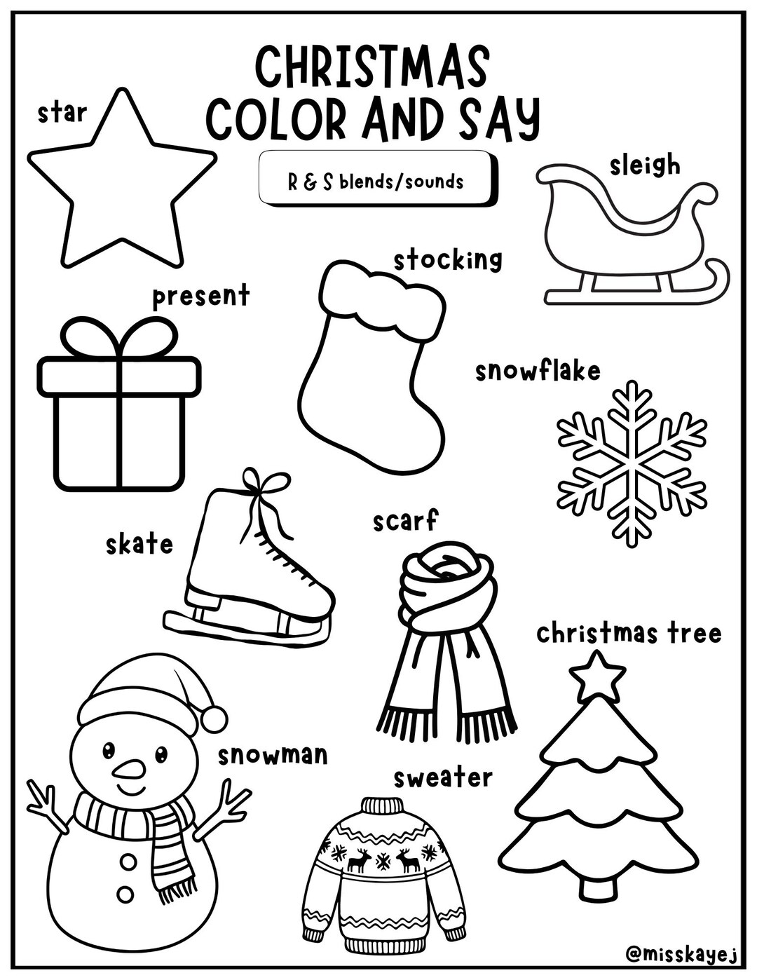 S-blends Christmas Speech Therapy Worksheet - Etsy