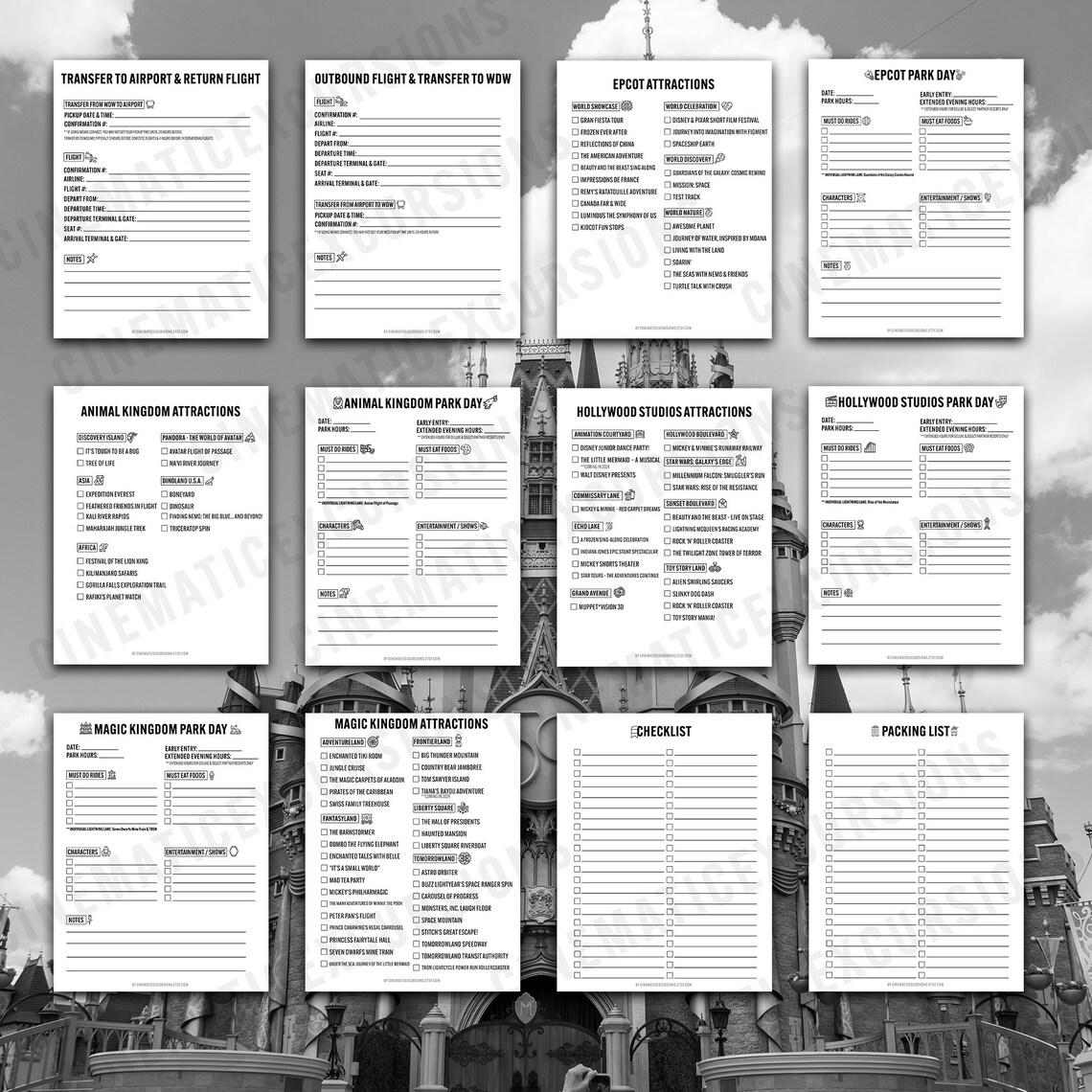 Printable Minimalist WDW Planner, 15 Pages, Park Day Planner ...