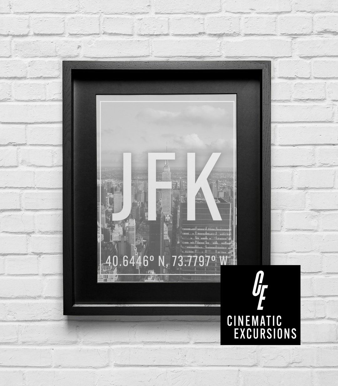 JFK Airport Code Poster | Black & White NYC Travel Print - Etsy