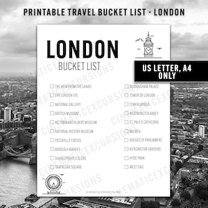 Printable London Travel Bucket List, Top 20 Places to Visit, London ...