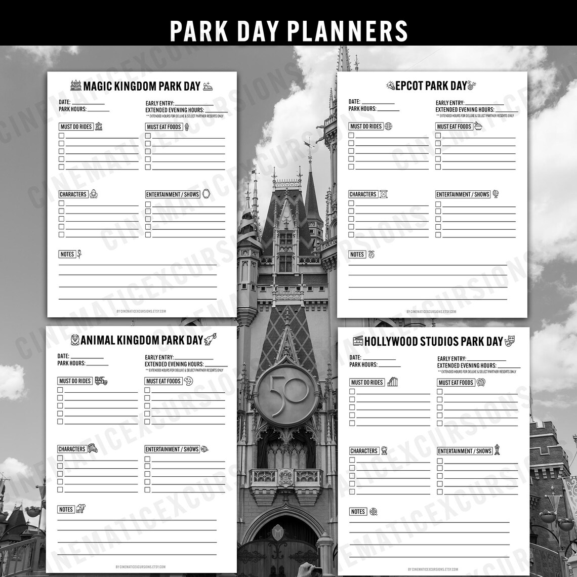 Printable Minimalist WDW Planner, 15 Pages, Park Day Planner ...