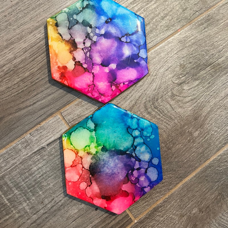 Alcohol Ink Coasters - Etsy