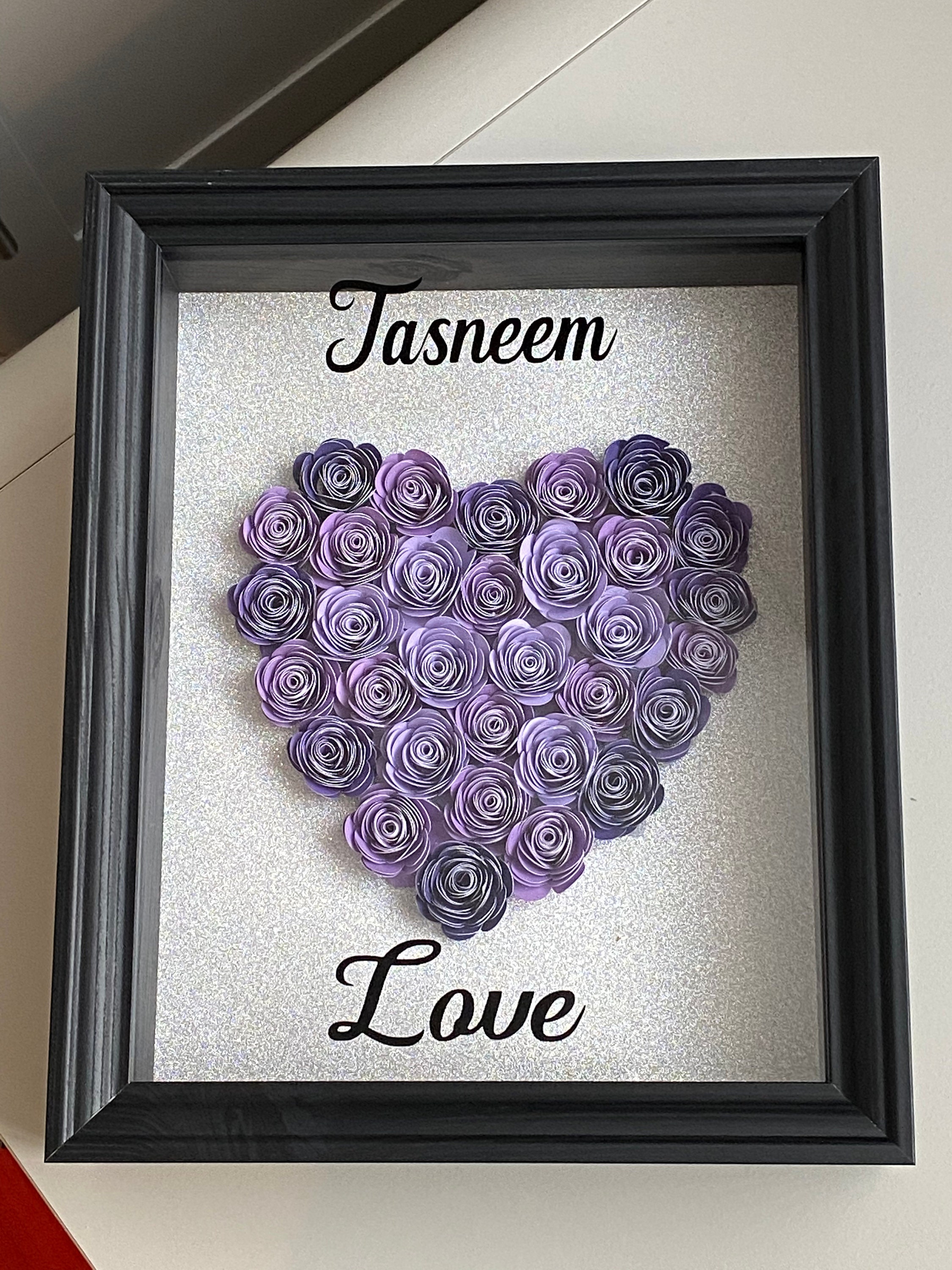 Paper Flowers Box Frame Name Shadow Box With Paper Flowers - Etsy