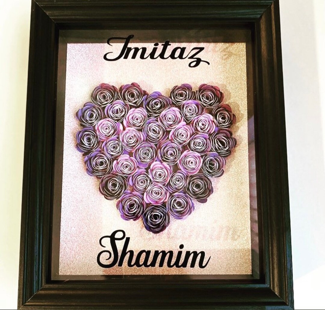 Paper Flowers Box Frame Name Shadow Box With Paper Flowers - Etsy
