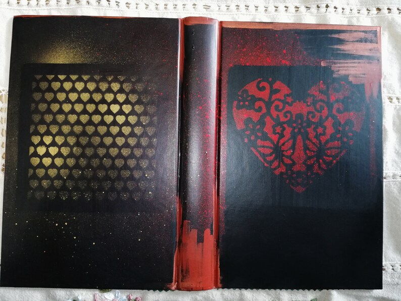 Red and Gold Heart Journal Cover - Etsy