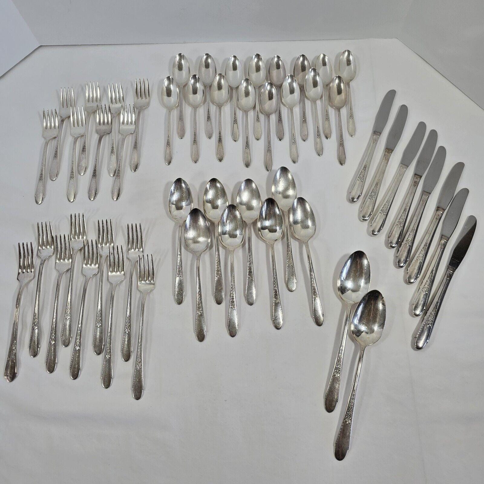 Wm Rogers & Son IS Silverplate Gardenia Pattern Flatware Silverware 51 ...