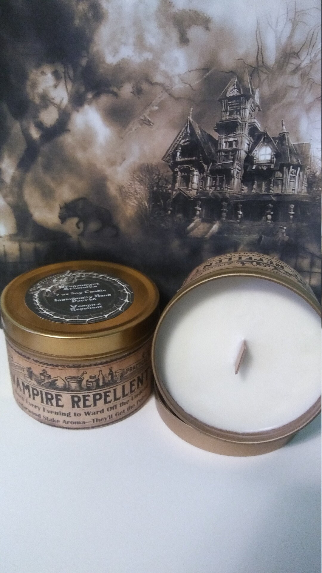 Vampire Repellent woodwick 7 oz vela de soja - Etsy España