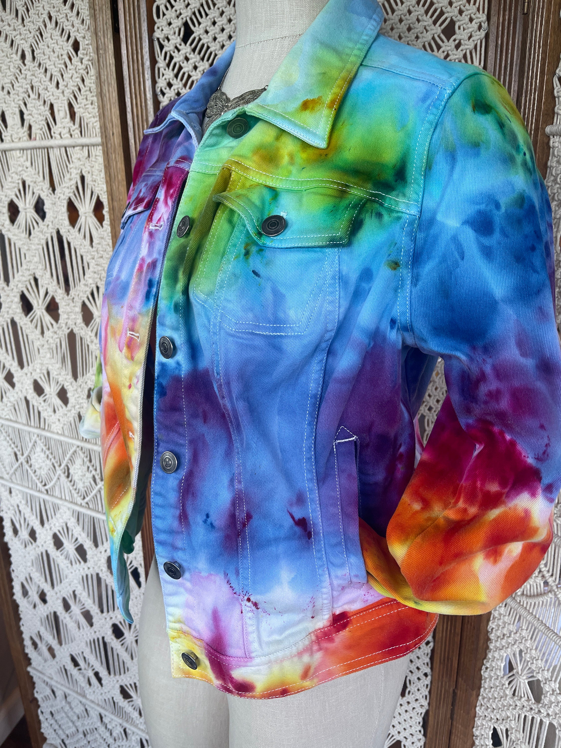 Rainbow Denim Jacket - Etsy