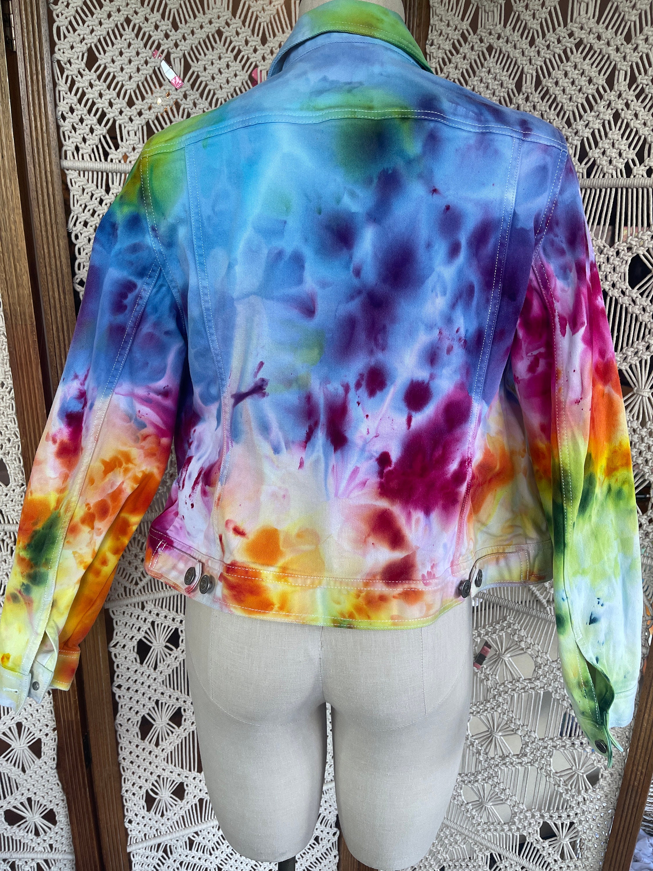 Rainbow Denim Jacket - Etsy