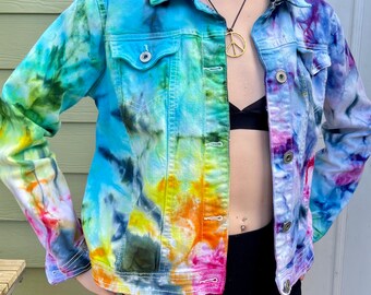 RAINBOW DENIM JACKET - Etsy
