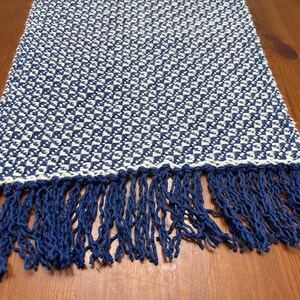 Handwoven Table Runner Navy Blue and off White: Handmade Table ...