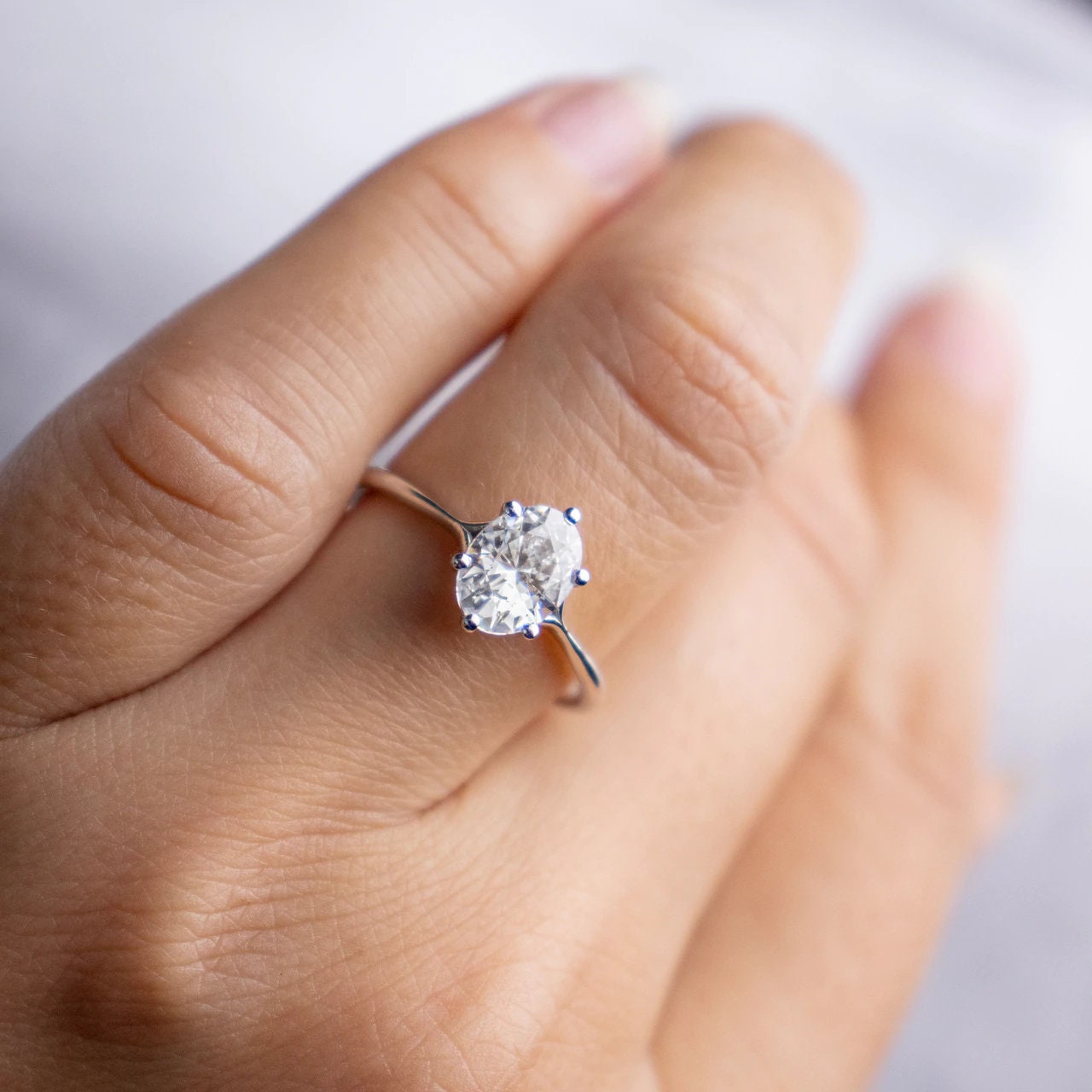 1 5 Ct Oval Moissanite Solitaire Engagement Ring Etsy