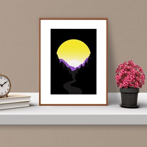 Non Binary Sunset Art Print Non Binary Poster Wall Art for | Etsy