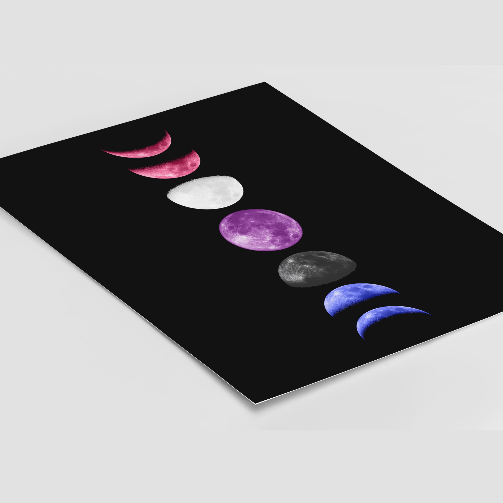 Genderfluid Moon Phase Art Print, Genderfluidity Pride Flag Wall Art ...