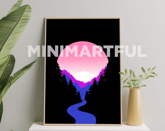 Genderfluid Landscape Art Print, Gender Fluid Minimal Poster Wall Art ...