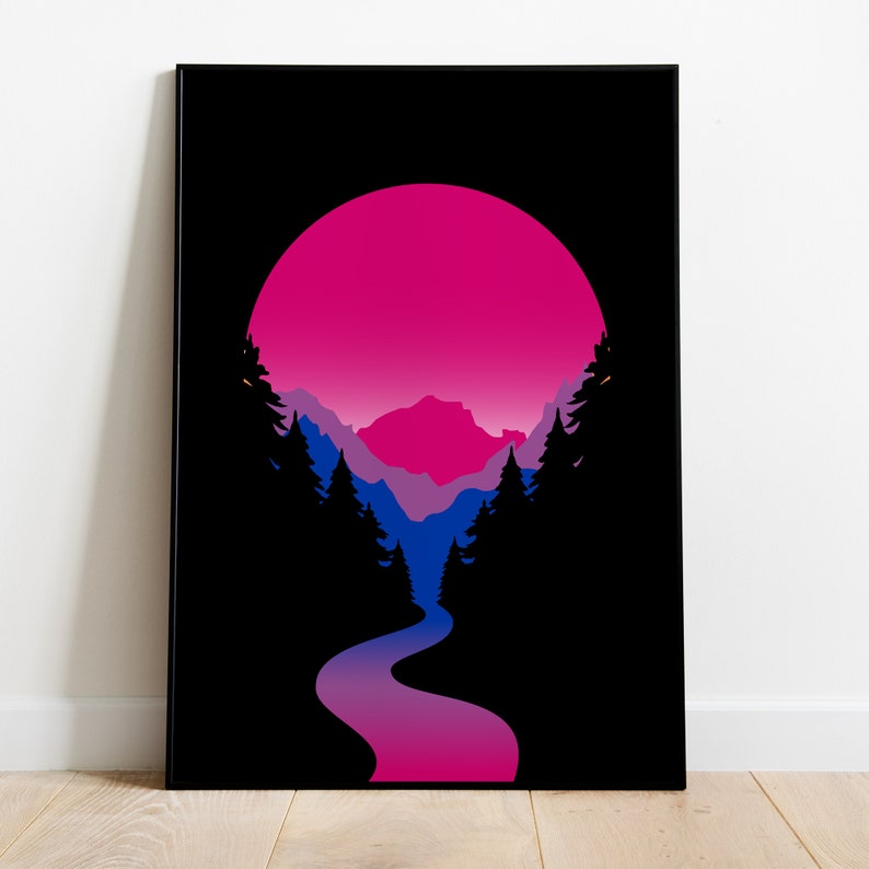 Bisexual Sunset Art Print Bisexuality Poster Wall Art for - Etsy