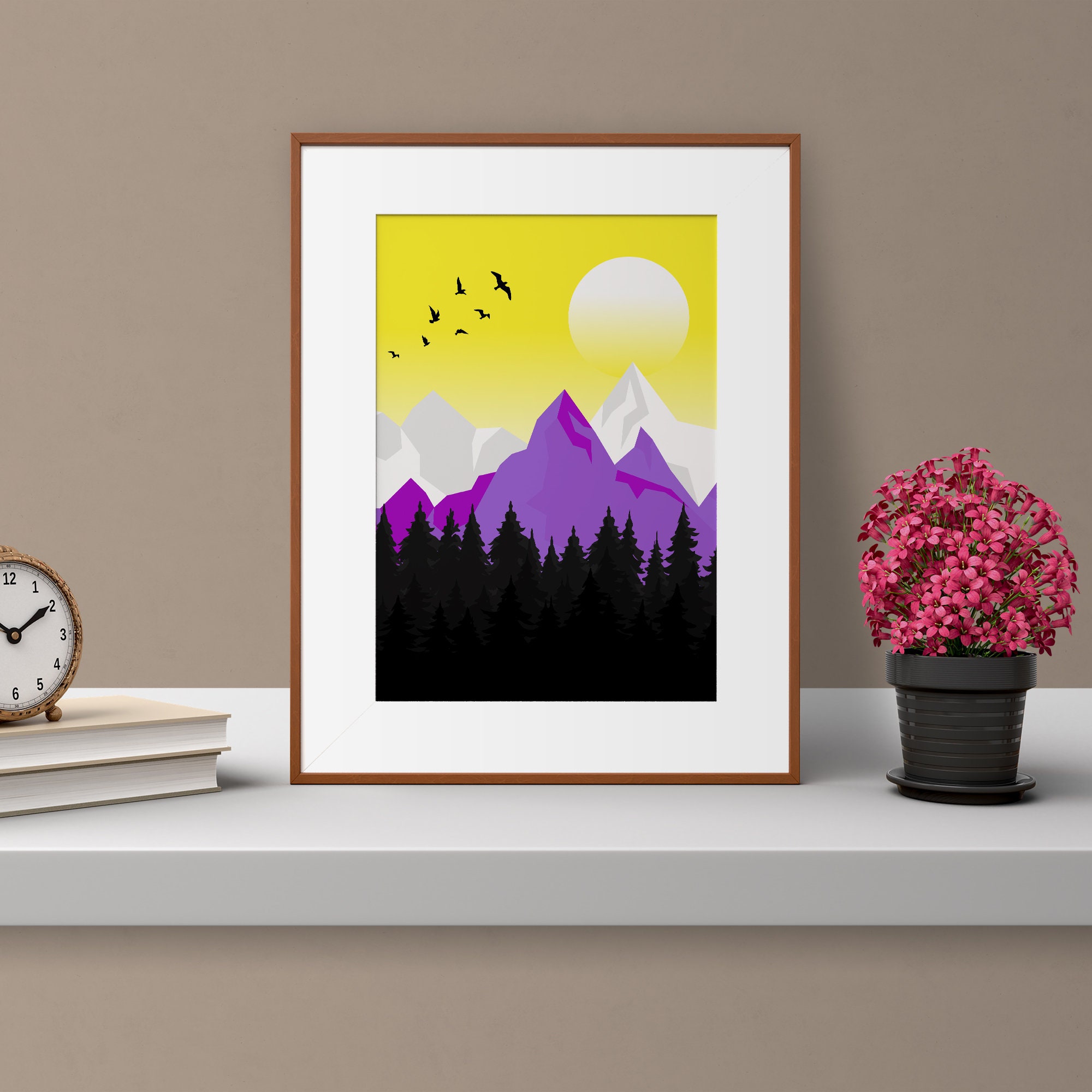 Non Binary Landscape Art Print Nonbinary Minimal Poster Wall - Etsy