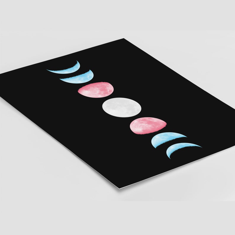 Transgender Moon Phase Art Print Trans Pride Flag Wall Art - Etsy