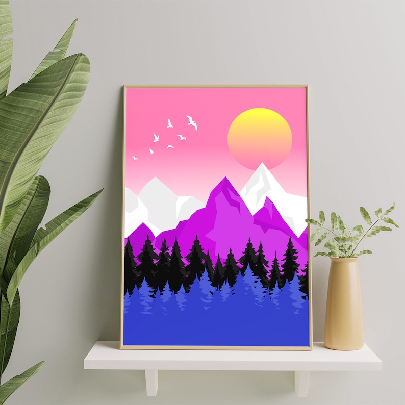 Genderfluid Landscape Art Print, Gender Fluid Minimal Poster Wall Art ...