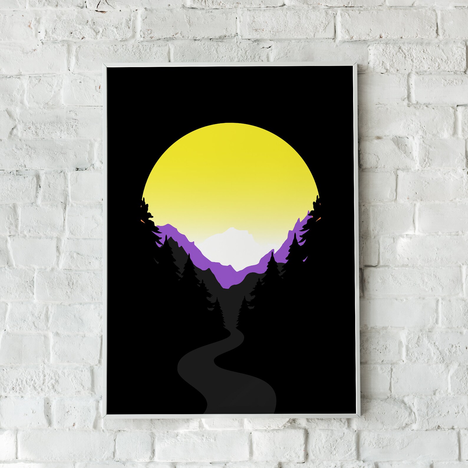 Non Binary Sunset Art Print Non Binary Poster Wall Art For | Etsy