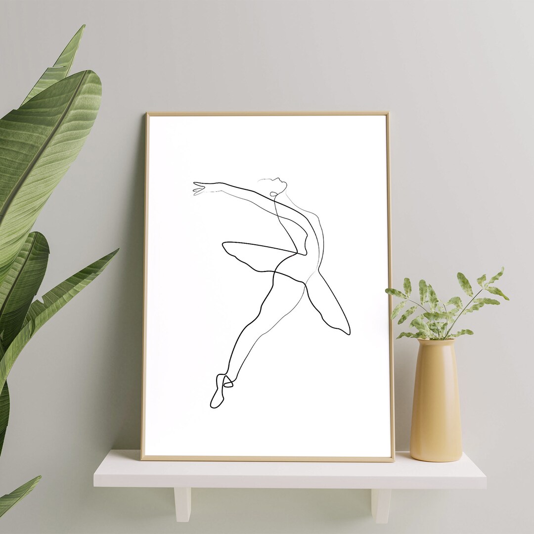 Ballerina Line Art Print, Ballet Art Poster, Ballerina One Line Drawing ...