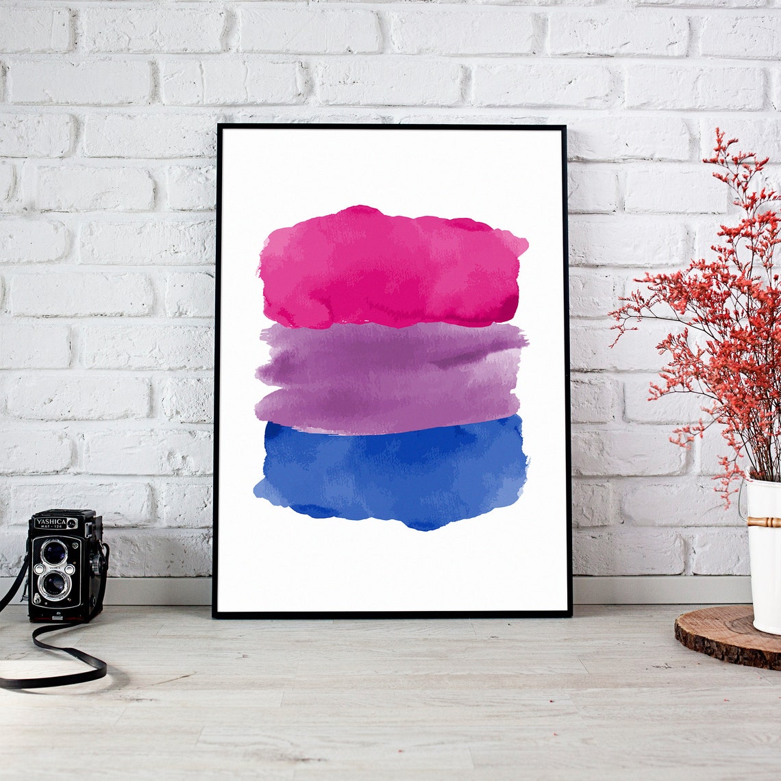 Bisexual Pride Watercolor Flag Minimal Art Pint Poster | Etsy