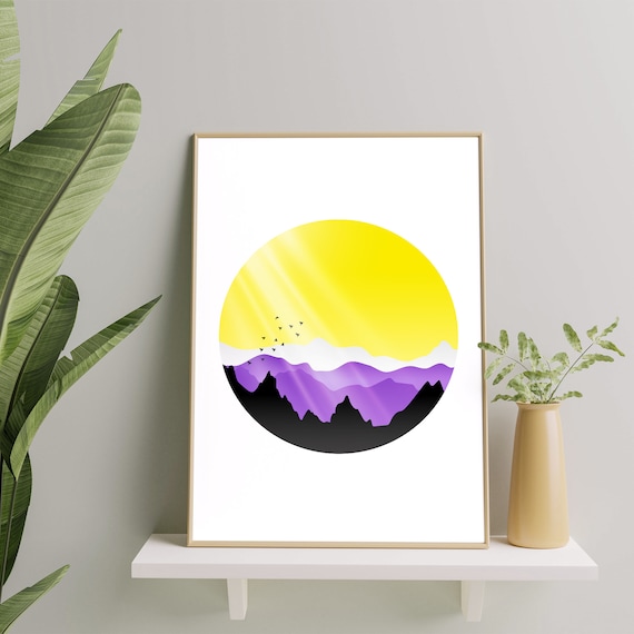 Nonbinary Art Print Non Binary Pride Minimal Poster Wall Art | Etsy