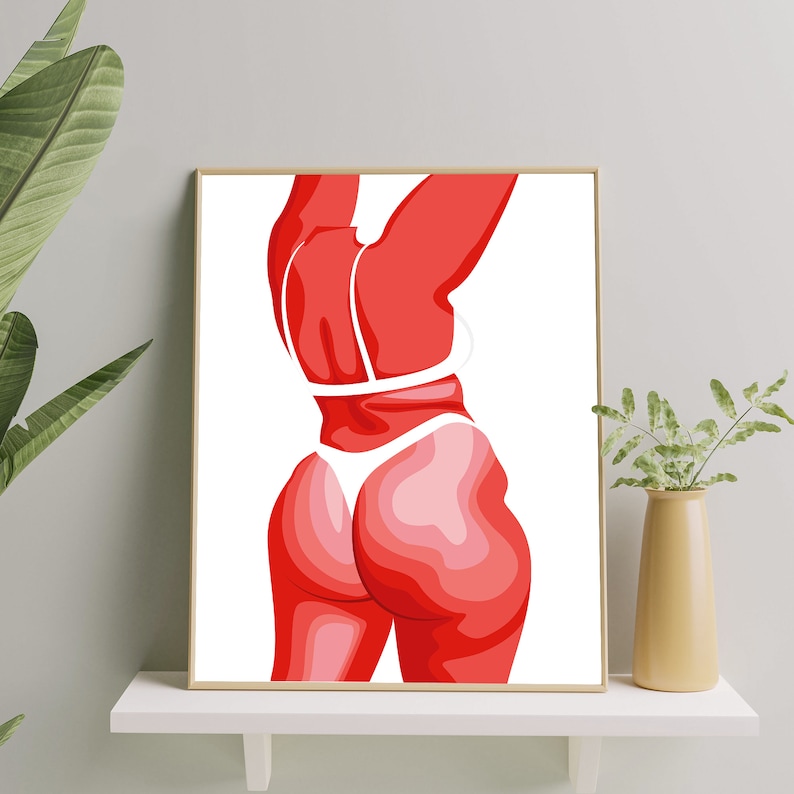 Woman Curvy Body Art Print Curvy Woman Poster Body Positive Print Colorful Female Body Art
