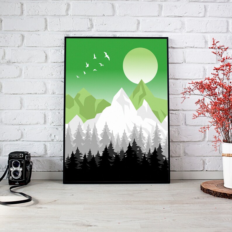 Aromantic Art Print Aromantic Landscape Minimal Poster Wall | Etsy