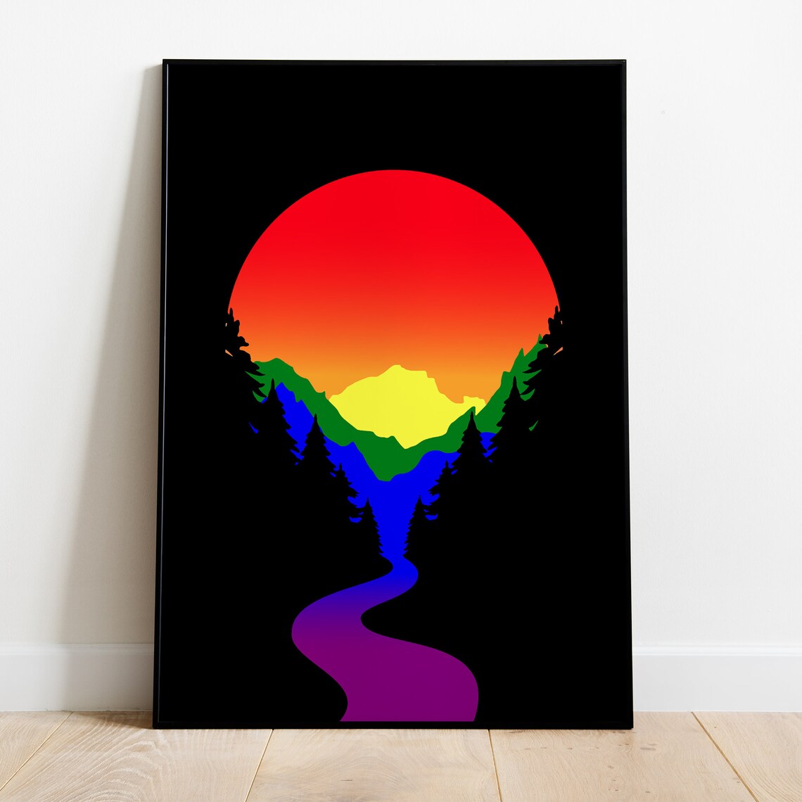 Rainbow Pride Sunset Art Print Lgbt Pride Poster Wall Art for | Etsy