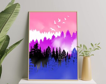Genderfluid Landscape Art Print, Gender Fluid Minimal Poster Wall Art ...