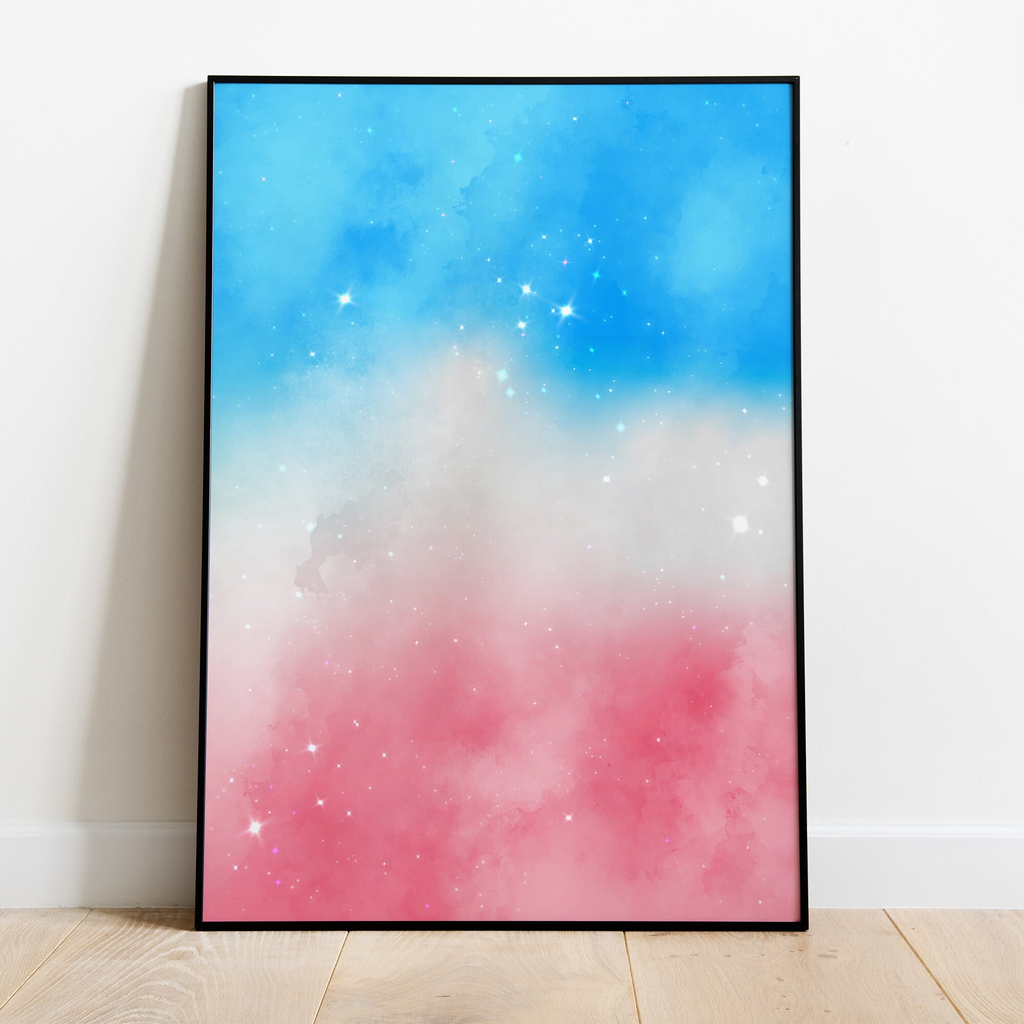 Trans Galaxy Art Print, Transgender Pride Flag Wall Art Poster, Subtle ...