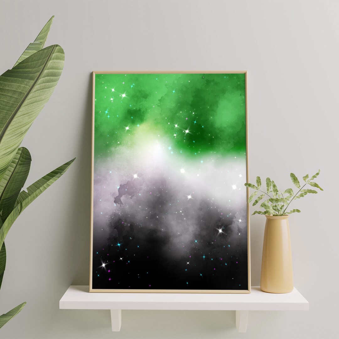 Aromantic Galaxy Art Print, Aromantic Pride Flag Wall Art Poster ...