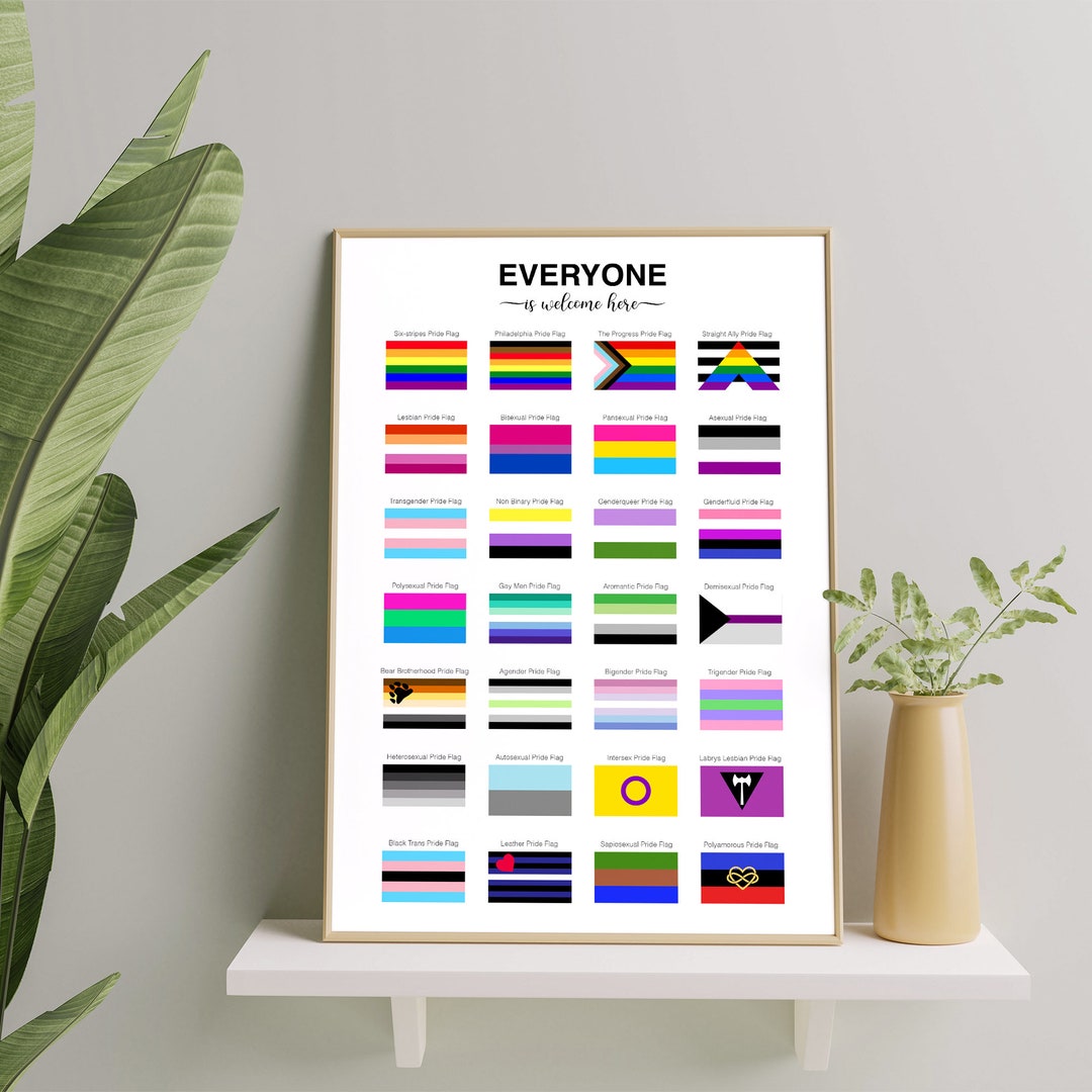 Everyone is Welcome Here LGBTQ+ Flags Art Print, in This House All Are ...